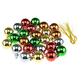 Clever Creations Shatterproof Christmas Ornaments Small 25mm Red, Green, Gold, Silver, Brown Christmas Décor | 25 Pack Set Perfect for Christmas Decorations