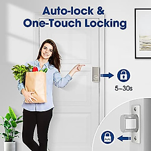 ELAMOR Keyless Entry Door Lock, Electronic Keypad Deadbolt, Auto Lock, 50 User Codes, Backlit Keypad & Easy Installation, Security IP54 Waterproof, Smart Lock for Front Door, Home, Apartment - M30 SN