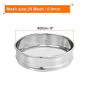 PATIKIL 20 Mesh Lab Sieve, 8" Diameter Test Sieve 304 Stainless Steel Wire Cloth (0.9mm) for Industrial Laboratory