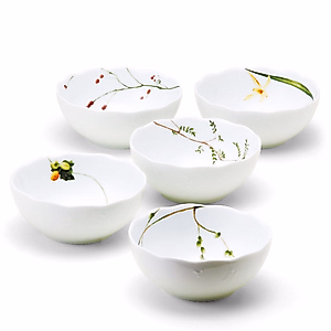Narumi 40912-32841 Bowl, Plate Set, 5.1 inches (13 cm), Diameter 5.1 inches (13 cm), Green, Floral Patterns, Cute, Wedding Gift, Microwave Warm, Made in Japan, Gift Box Included