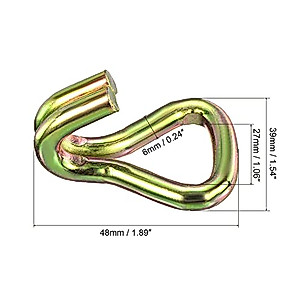 MECCANIXITY Ratchet Double J Strap Hook Load 2204 Lbs Zinc Color for 1" Tie Down Strap Webbing Car Truck Trailer Pack of 4