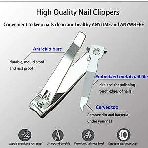 Nail Clippers Set, Toenail Clippers, Fingernail Cutters, Stainless Steel Toe Nail Clippers (Large & Small)