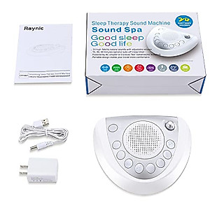 White Noise Machine Raynic Sound Machine Portable Sleep Machine with 24 Natural Soothing Sounds, Timer, USB Port, Headphone Jack for Baby, Kids, Adults, Travel, Office, Home (Silver)
