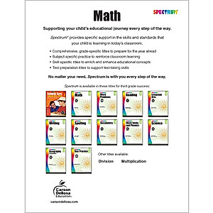 Spectrum 3rd Grade Math Workbooks, Ages 8 to 9, Math Workbooks Grade 3, Multiplication, Division, Fractions, Addition and Subtracting to 4-Digit Numbers - 160 Pages (Volume 4)
