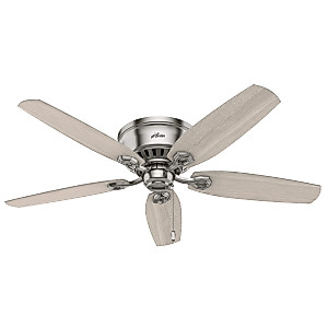 Hunter Fan Company Builder 52-inch Indoor Brushed Nickel Traditional Ceiling Fan With Bright LED Light Kit, Pull Chains, and Reversible WhisperWind Motor Included