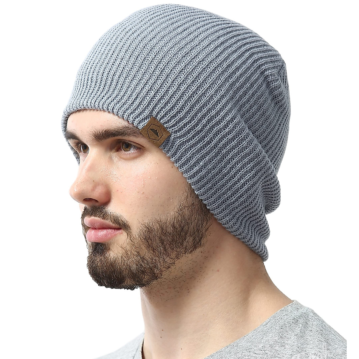 Tough Headwear Beanies for Men & Women - Knit Beanie, Warm & Soft Ribbed Beanie, Daily Knit Hat, Women & Mens Toboggan Hat for Cold Weather Light Gray