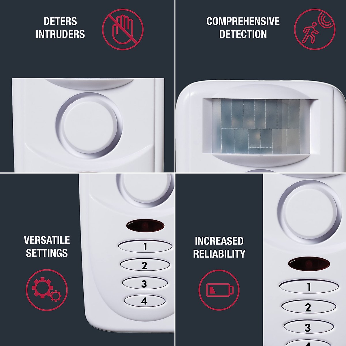 SABRE Wireless Motion Sensor Home Security Burglar Alarm with LOUD 120 dB Siren and 120 Degree Wide Angle Detection, DIY EASY Installation