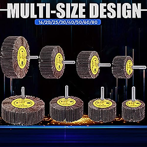 Mixiflor 24 Pcs Abrasive Flap Wheel Sander Set, 80 Grit Sanding Flap Wheel, 1/4" Shank Flap Wheel Sander for Drill, Die Grinder Flap Wheel for Remove Rust