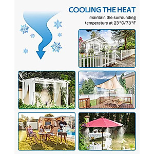 HOMENOTE Misting Cooling System 59FT (18M) Misting Line + 20 Brass Mist Nozzles + Brass Adapter(3/4") Outdoor Mister for Patio Garden Greenhouse Trampoline for Waterpark