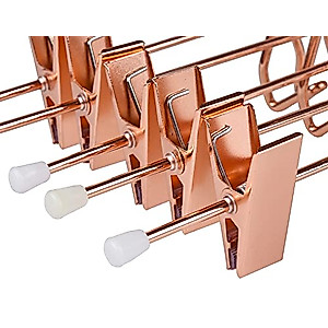 HUMIA 14 Inch Rose Gold Add-on Metal Pant Skirt Hangers 12 Pack, Multi Stackable Add on Copper Slacks Trouser Hangers with Adjustable Clips, Space Saving Hanger for Clothes (Rose Gold,12)