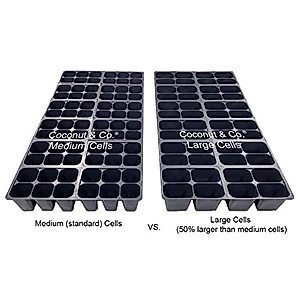 COCONUT & CO. Large Cells, Seed Starter Trays, 2 Flats; (96 Cells), 10 Plant Labels and Quick Start Guide, Stage 1 (24 Trays; 4-Cells Per Tray) Made in USA
