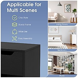GOFLAME 3 Cube Bookcase with Drawer, Modern Simple Bookshelf Display Rack with 2-Tier Open Shelves, Multifunctional Cube Storage Shelves for Living Room, Bedroom, Black