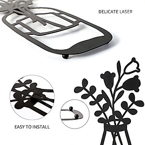 Set of 3 Metal Vase Flowers Wall Art Metal Flower Minimalism Metal Flower Wall Art Decor Hanging for Home Bedroom Bathroom Kitchen Garden Outdoor and Indoor Housewarming Gift(Black)