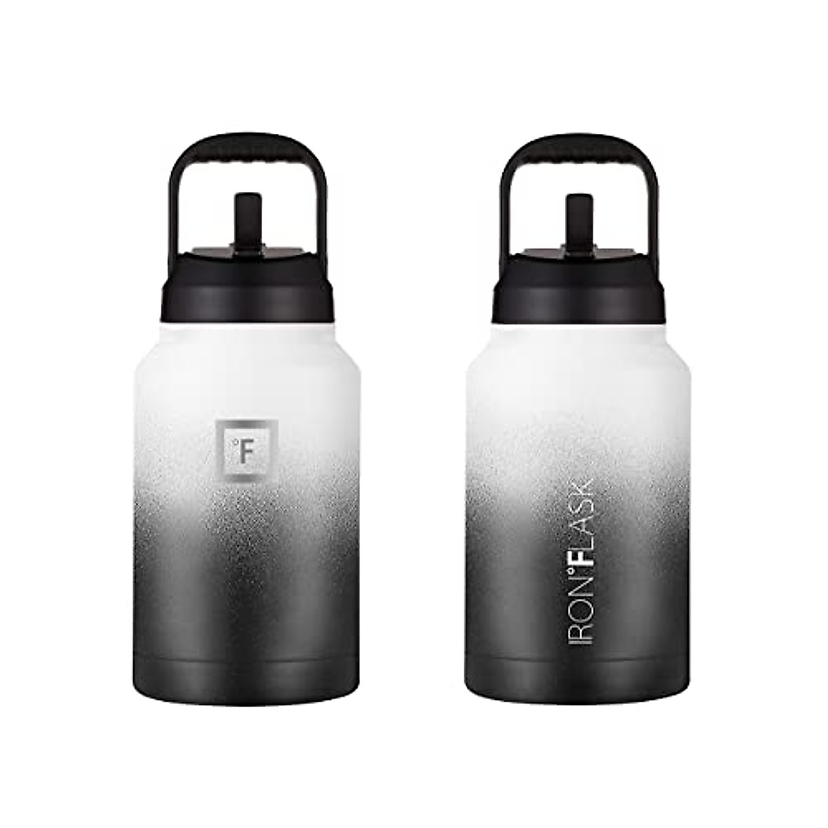 IRON °FLASK Sports Water Bottle - Gallon Series - 2 Lids (Straw and Spout), Leak Proof, Vacuum Insulated Stainless Steel, Double Walled, Thermo Mug, Metal Canteen Jug Growler - Day & Night, 128 Oz