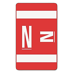 Smead AlphaZ ACCS Color-Coded Alphabetic Label, N, Red, 100 Labels per Pack (67184)