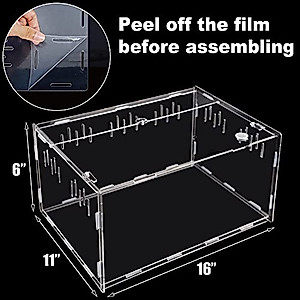 winemana Reptile Terrarium, Tarantula Enclosure, 16" x 11" x 6" Acrylic Large Feeding Tarantula Habitat Box for Small Animals Insect Home Office