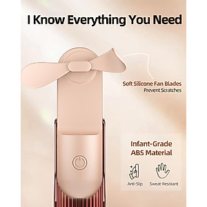 Cutnut Portable Handheld Fan, 3-Speed Foldable Mini Pocket Fan, USB-C 2000mAH Rechargeable Small Quiet Hand Fan, Personal Lash Fan for Travel, Outdoor, Home, Ideal Gifts for Women, Pink