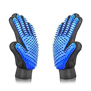 Pet Grooming Glove Brush Bathing Massage Gloves Efficient Pets Hair Remover Mitt Perfect for Dogs & Cats & Horses with Long & Short Fur Enhanced