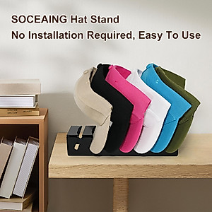 Generic SOCEAING 2 Pack New Hat Stand for Baseball Caps Display and Organizer,No Install Acrylic Hat Holder for 14 Baseball Caps for Bedroom, Closet, Dresser and Office, black