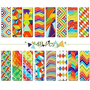 48 Pieces Magnetic Optical Bookmarks Laminated Optical Illusion Page Markers Colorful Page Clips for Reading Educational Learning Activities School Office Teacher Student Kid Classroom, 16 Patterns