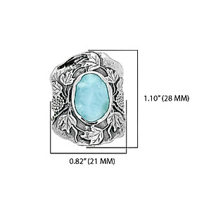 YoTreasure 10x14 MM Larimar Classic Statement Ring Oxidized .925 Sterling Silver