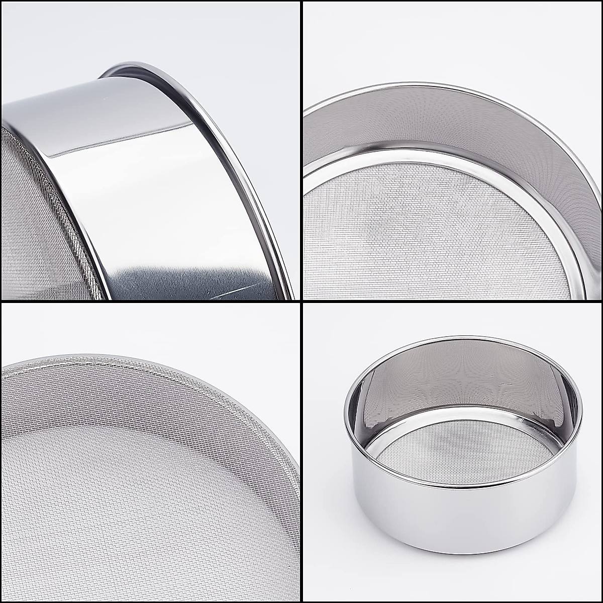 OLYCRAFT 3Pcs 201 Stainless Steel Lab Sieves #40 Mesh Wire Mesh Sieves 4"/4.8"/6" diameter Economy Test Sieves for Science Laboratories