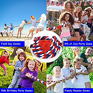 JHkim Tug of War Rope - 40FT War Rope for Family Reunion Games, Field Day Yard Games for Kid and Adult, Independence Patriotic Day Party Games, Outside Sports Activities, Carnival Games Outdoor