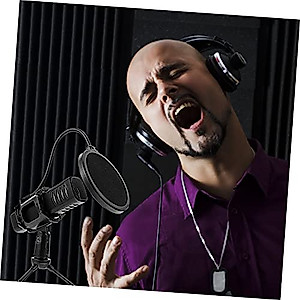 Vaguelly 2 Sets Computer Microphone Podcast Studio Microphone Laptop Stand for Desk Live Broadcast Mic Usb Recording Mic Condenser Microphone Recording Microphone Trumpet Capacitance Metal