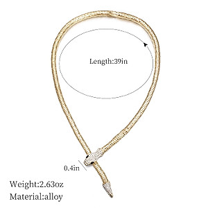LUREME Flexible Bendable Snake Necklace Adjustable Snake Collar Choker Necklace Snake Waist Chain for Women (nl006311-1)