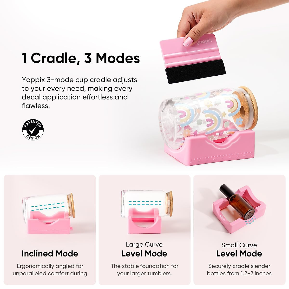 YOPPIX Silicone Cup Cradle, Cup Cradle for Tumblers with Felt Squeegee Use to Apply UV DTF Stickers/Apply Vinyl Stickers - Keep Tumblers in Place, Suitable for DIY Your Craft Gifts