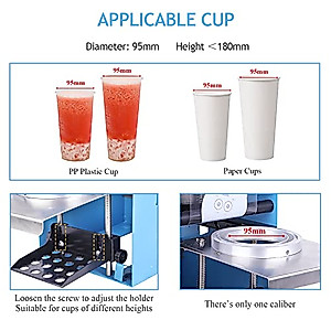 Manual Cup Sealing Machine 300-500 Cups/Hour Electric Cup Sealer for 180mm Tall &95mm Cup 110V US Plug