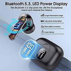 Wireless Earbuds, 2023 Bluetooth 5.3 Headphones HiFi Stereo, 40H Playtime in-Ear Earbud, Bluetooth Earbuds with LED Power Display, IP7 Waterproof Wireless Earphones Sport Headset for Android iOS