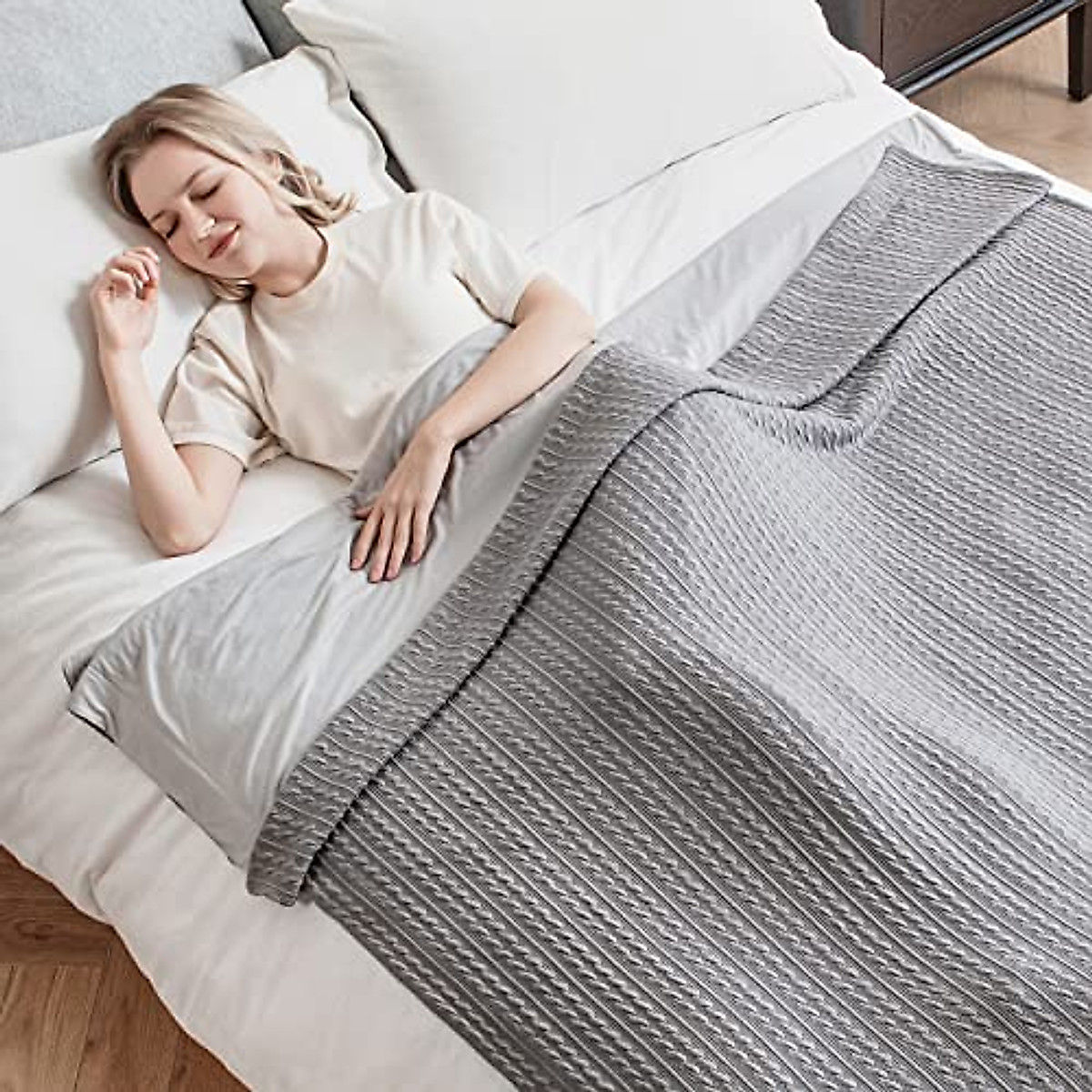 Wemore Cooling Blanket for Hot Sleepers, Summer Cool Blankets That Absorb Body Heat to Keep Cool on Hot Night, Ultra-Cool Lightweight Jacquard Blanket for Bed Sofa, Grey, Twin Size 60 X 80 Inches