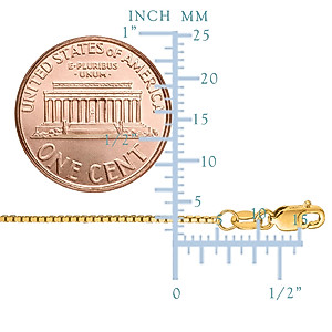 Jewelry Affairs 10k Yellow Real Solid Gold Mirror Box Chain Necklace, 1.0mm, 22"