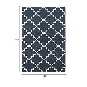 Mohawk Home Soho Fancy Trellis Geometric Lattice Printed Area Rug, 2 ft 6 in x 3 ft 10 in, Navy