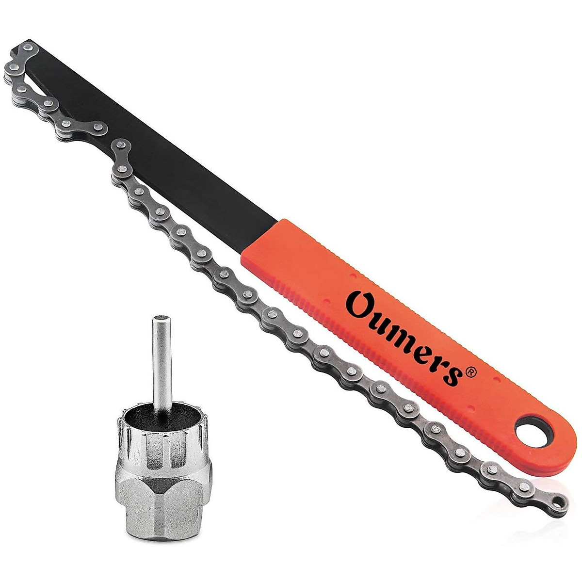 Oumers Bike Cassette Removal Tool, Cassette Freewheel Removal Tool with Chain Whip and Auxiliary Wrench Bicycle Cassette Lock Ring Removal, Freewheel Remover Wrench Sprocket Remover