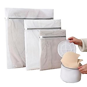 Rukinovi 4Pcs Mesh Laundry Bags,Small Fine Mesh Wash Bags for Clothes and Lingerie Wash Bag(1 Large 1 Medium 1 Small 1 Brabag) (A-1 small 1 medium 1 large)