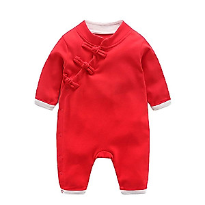 Mud Kingdom Cute Baby Boys Jumpsuit Traditional Style Chinese New Year Red 6 Months