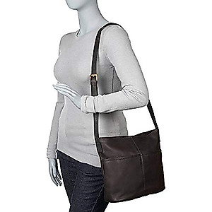 Le Donne Leather Two Slip Pocket Shoulder Bag (Black)