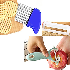 6 Pieces Kids Knife Set, Kids Safe Cooking Knives, Nylon Kids Kitchen Knife ， Crinkle Cutter, Serrated Edges Plastic Toddler Knife Kids Knives ， Y Peeler, Cutting Board