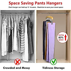 Pants Hangers Space Saving Closet Organizer-Legging Organizer for Closet for Leggings/Jeans/Skirts, Storage Clothes for 2 Pack