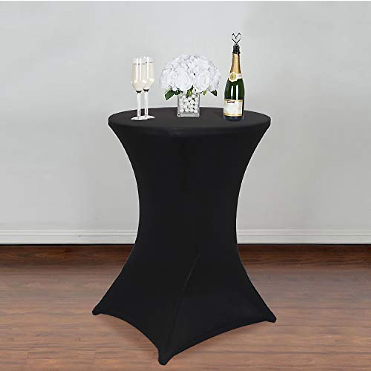 Obstal Cocktail Table Covers Stretch Spandex Black Cocktail Table Cover Cloth for Wedding, Banquet and Party (30"-32" Diameter x 42" Height,1Pc)