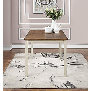 OSP Home Furnishings West Lake Dining Table Set, 7-Piece, Antique Tobacco Finish Top and Cream Base with Linen Fabric