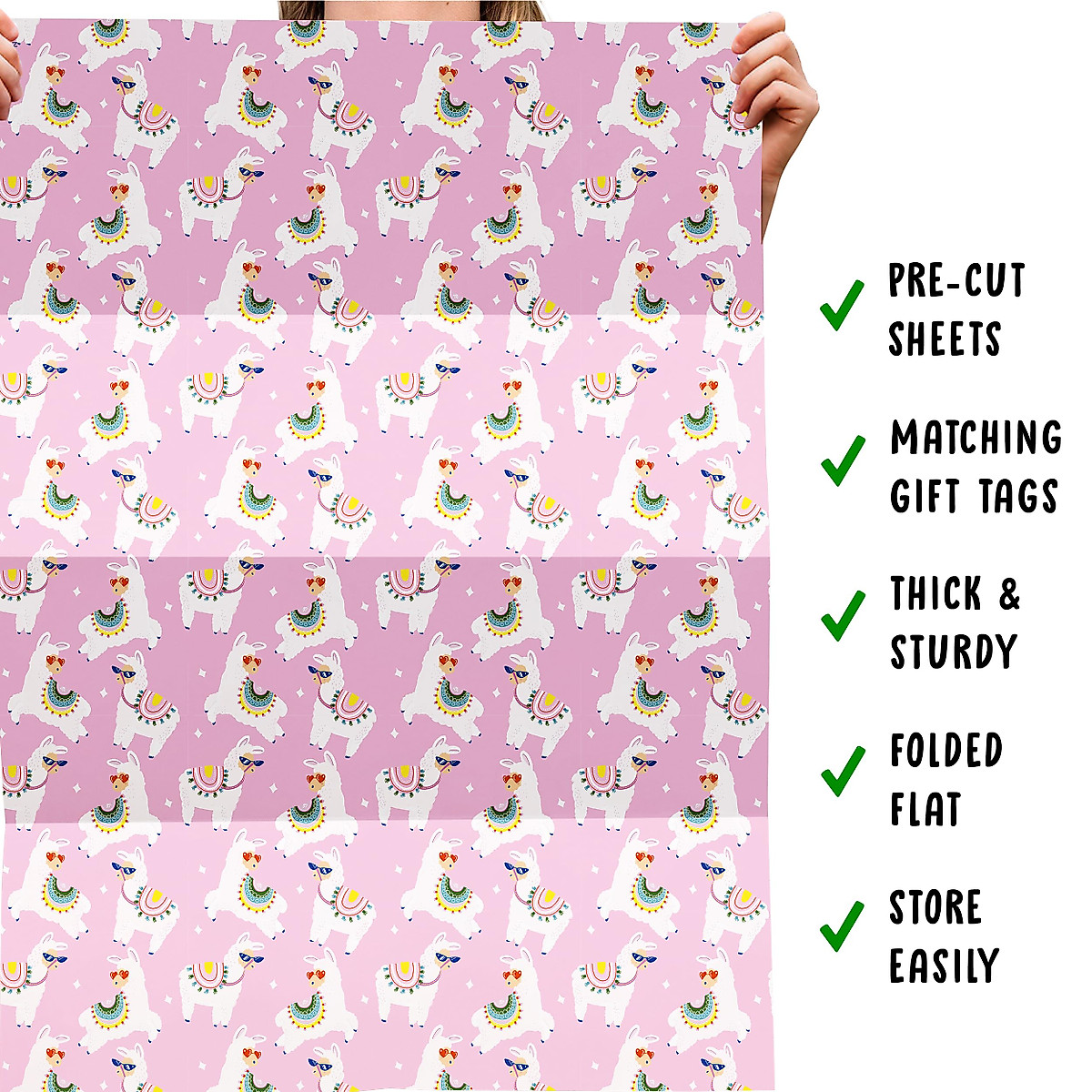 CENTRAL 23 - Llama Wrapping Paper - 6 Gift Wrap Sheets - Sassy Llamas - Pink - Birthday Wrap for Women Her Girls Teenagers