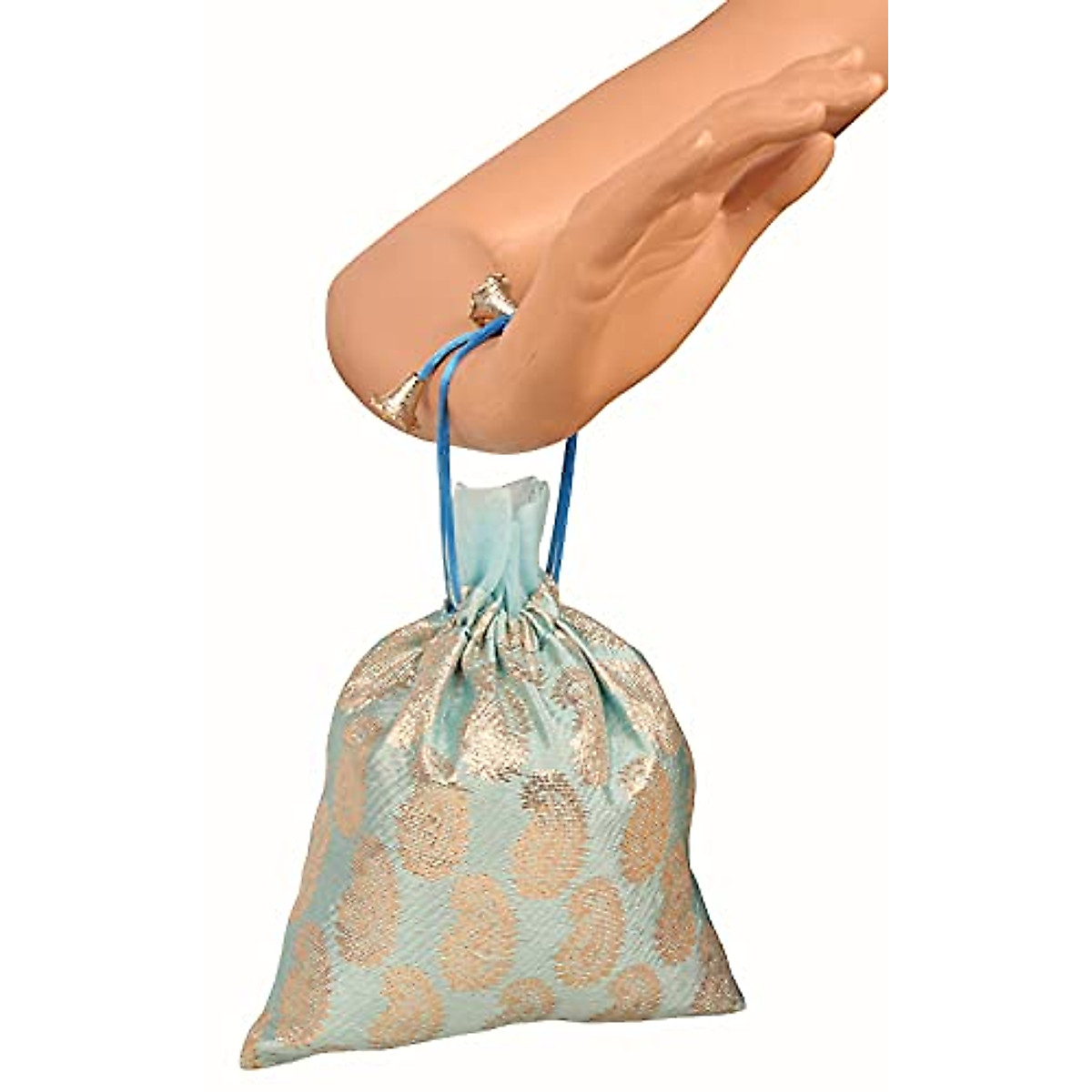 Touchstone Drawstring Bags Traditional Indian Handcrafted in Paisley Pattern Brocade fabric. Perfect for Gifts Jewelry Weddings Sweet Distribution Set of 9 Vibrant Multicolor Pouches Purses Potli.