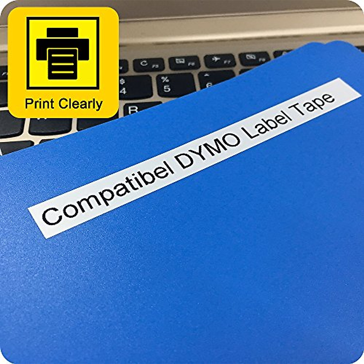 Label KINGDOM Label Replace for DYMO LetraTag Refills 91331 White Plastic Label Tape 12mm x 4m (1/2" x 13') for Dymo LetraTag 200B Plus LT100H LT100T QX50 Label Maker, Black on White, 5-Pack
