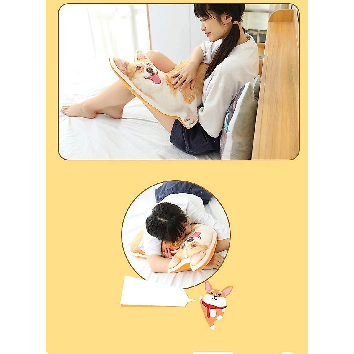 MISS TUTU Corgi Dog Super Soft Plush Throw Pillow Animal Pillow Plush Cushion