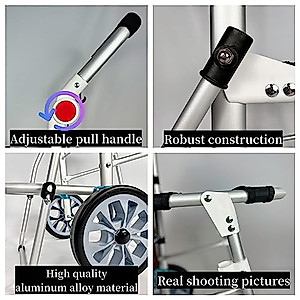 JFYOW Ultimate Adjustable Seat Back Shopping Cart with Stool - Durable Stainless Steel Frame, Nylon Storage Bag, Climbing Wheels, and Secure Cargo Straps.