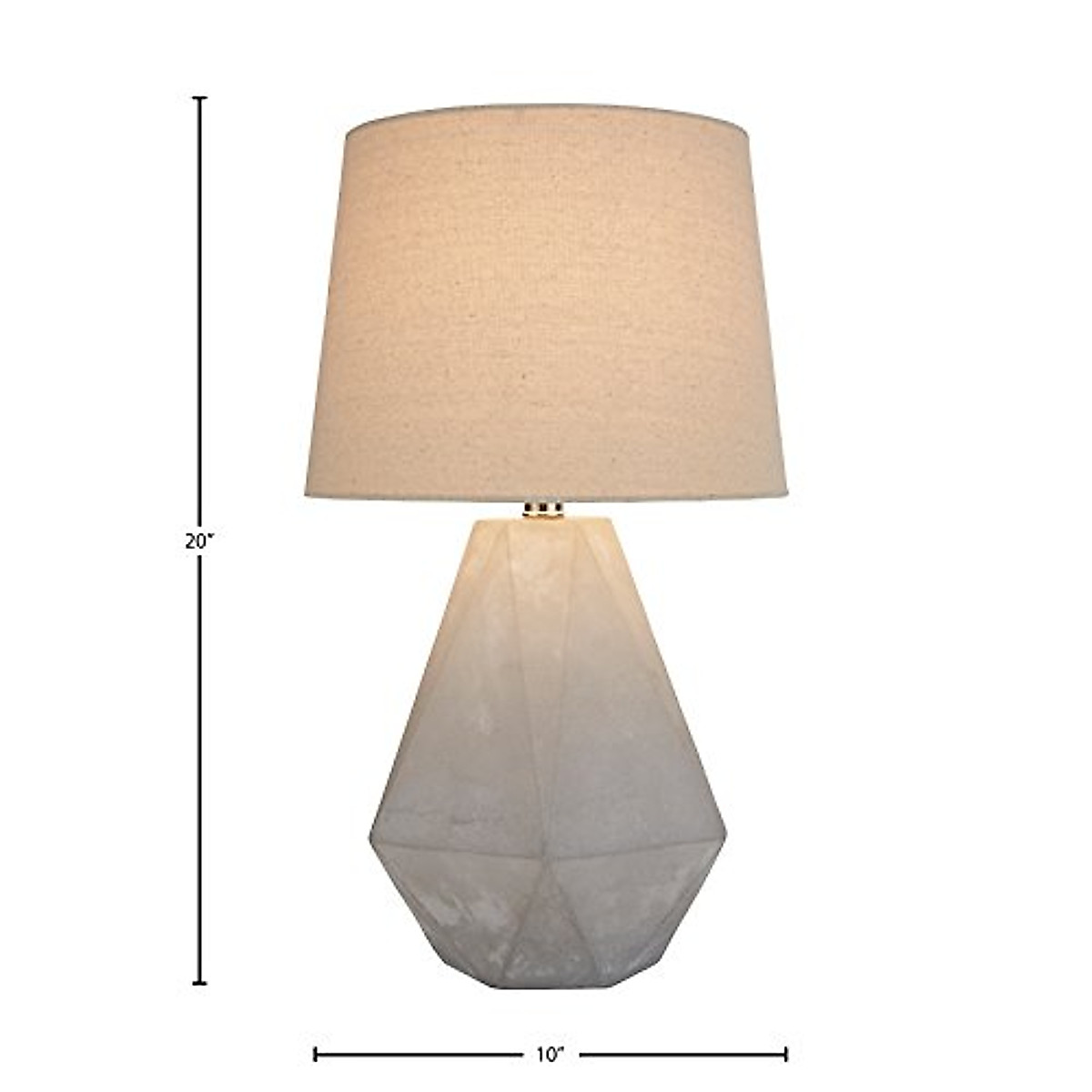 Amazon Brand - Rivet Mid Century Modern Diamond Cut Concrete Bedside Table Desk Lamp With Light Bulb, 20 Inches, Polished Nickel