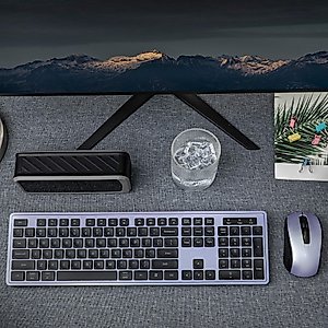 Wireless Keyboard and Mouse, 2.4GHz Cordless Keyboard Mouse Combo with Numeric Keypad, Plug and Play USB Receiver, Compatible with Windows, Mac, Laptop, and PC（Black Purple）